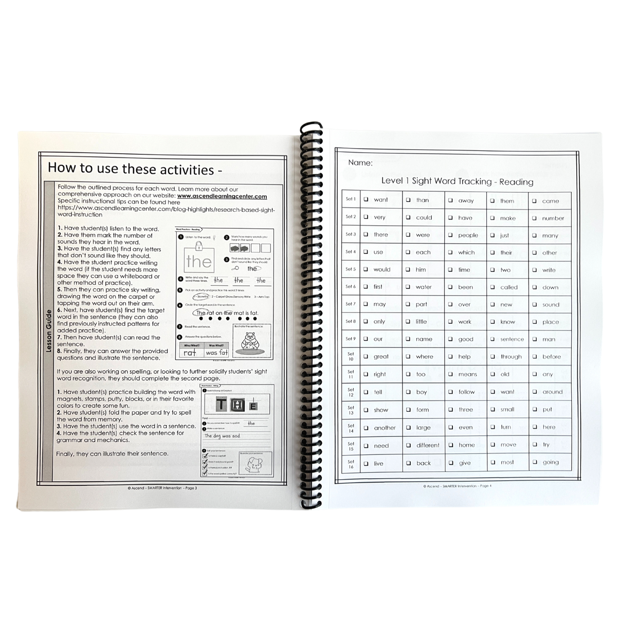 Level 1 Lock Word Activities Workbook – Ascend SMARTER Intervention