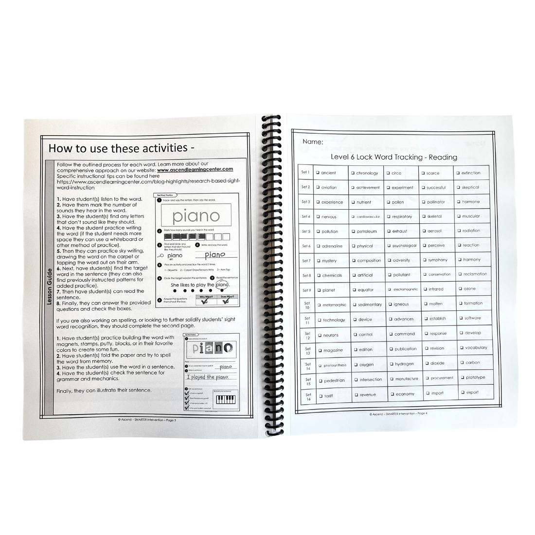 Level 6 Lock Word Activities Workbook – Ascend SMARTER Intervention